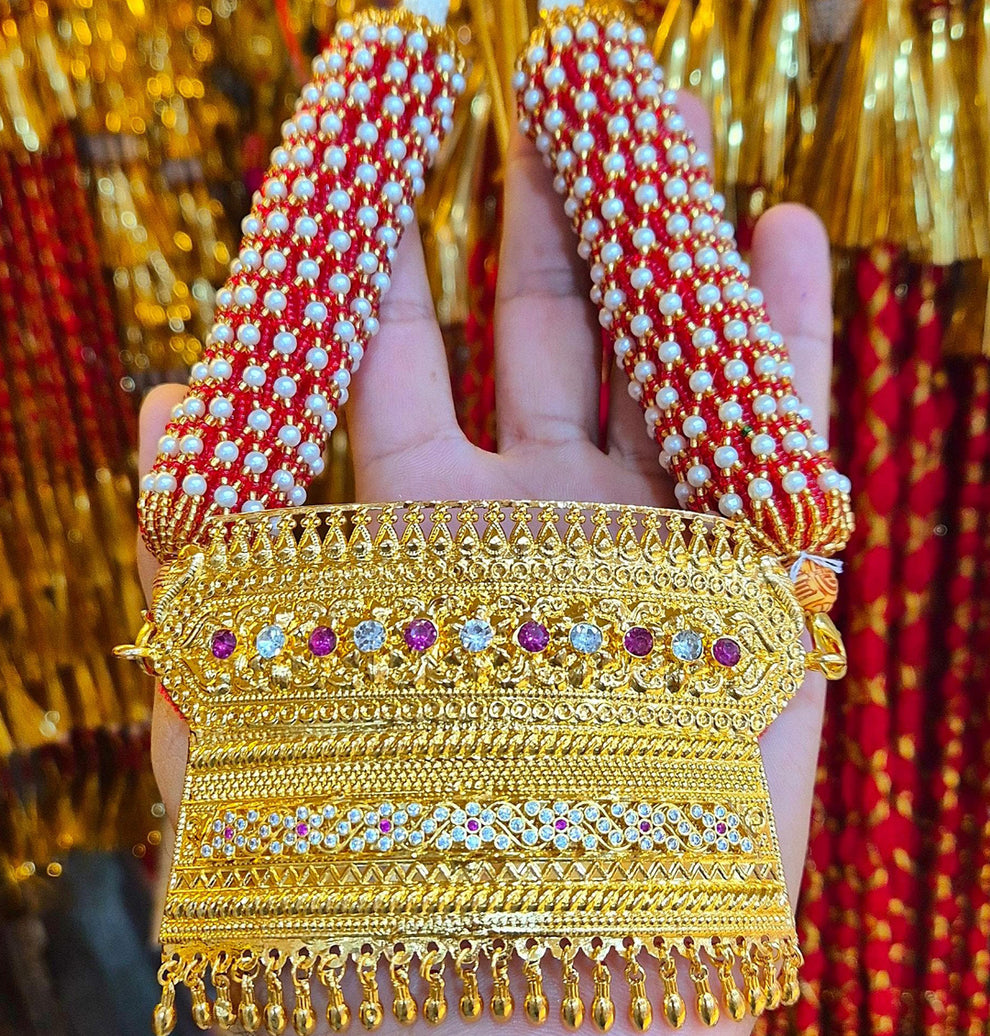 Macro Polish Kundan Rajputi aad Set-91219 – Saundaryam Fashions